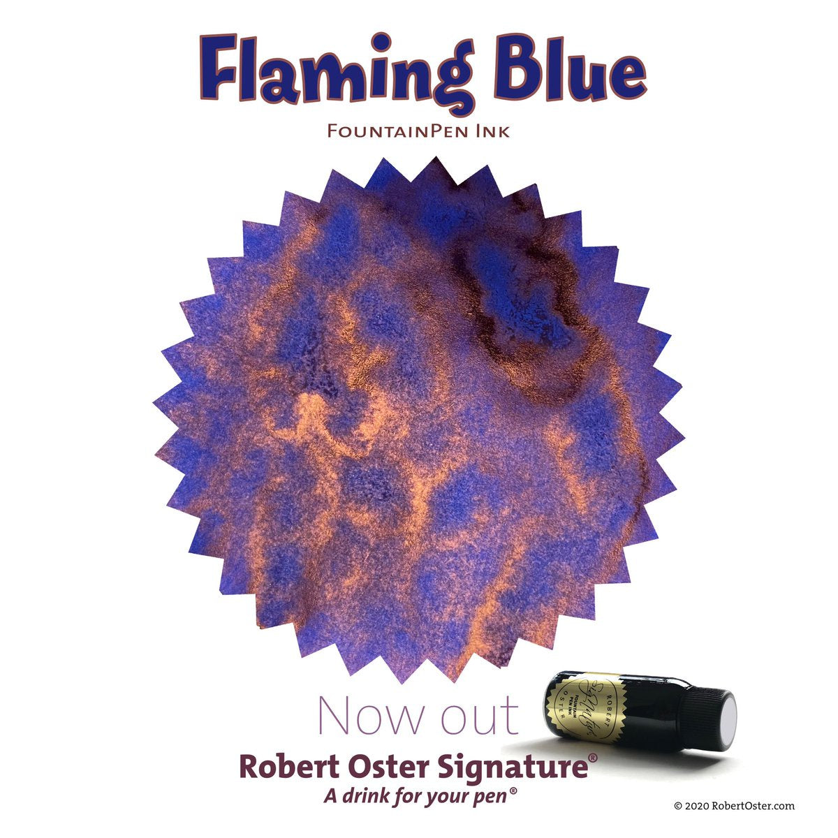 Robert Oster Signature ink bottle, Flaming Blue, 50ml